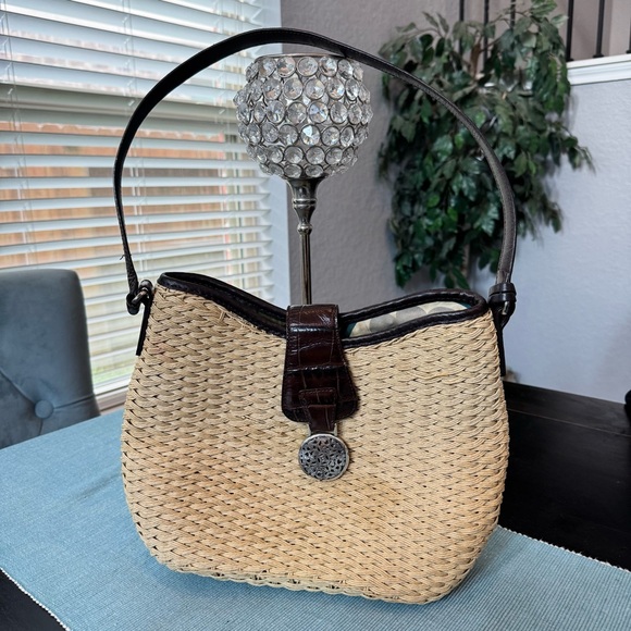 Brighton | Bags | Brighton Vintage Wicker Tan And Brown Womens Bag ...